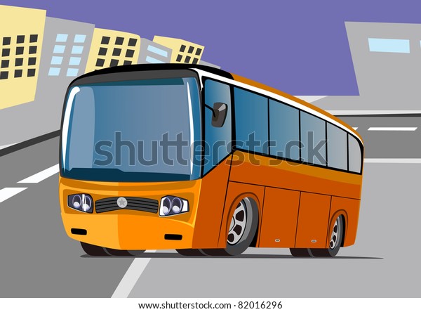 Cartoon Travel Bus: vector de stock (libre de regalías) 82016296 ...