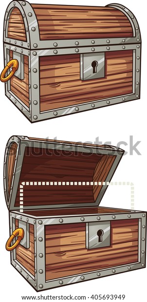 Cartoon Treasure Chest Vector Clip Art Stok Vektör (Telifsiz) 405693949 ...