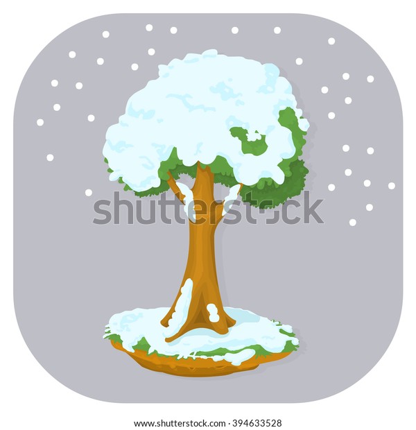 Cartoon Tree Covered Snow Nature Winter Stock Vector (Royalty Free ...
