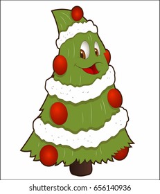 Cartoon Christmas Tree Character Vector Illustration Stock Vector ...