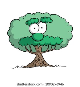 Cartoon Tree Face Mustache Stock Vector (Royalty Free) 1090276946