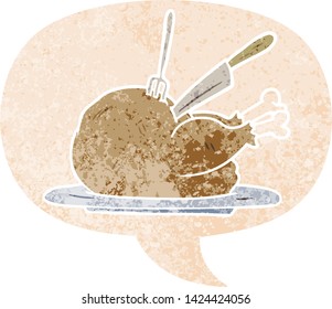 Cartoon Turkey Speech Bubble Grunge Distressed Stock Vector (Royalty ...