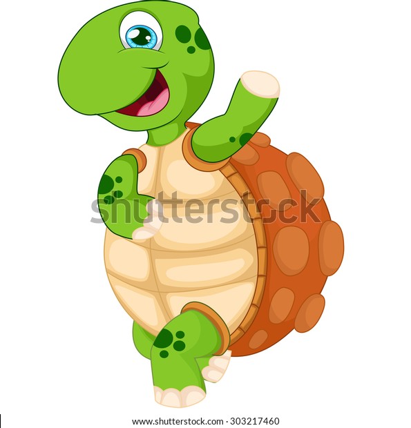 Cartoon Turtle Waving Hand Isolated Vector Stock Vector (Royalty Free ...
