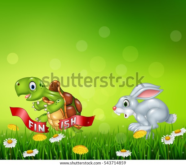 Cartoon Turtle Win Race Against Bunny 库存矢量图（免版税）543714859 | Shutterstock