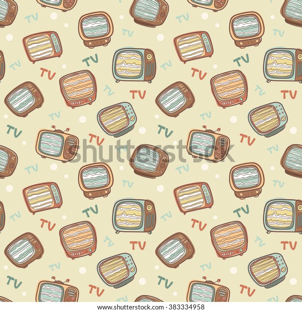 Cartoon Tv Seamless Background Stock Vector (Royalty Free) 383334958