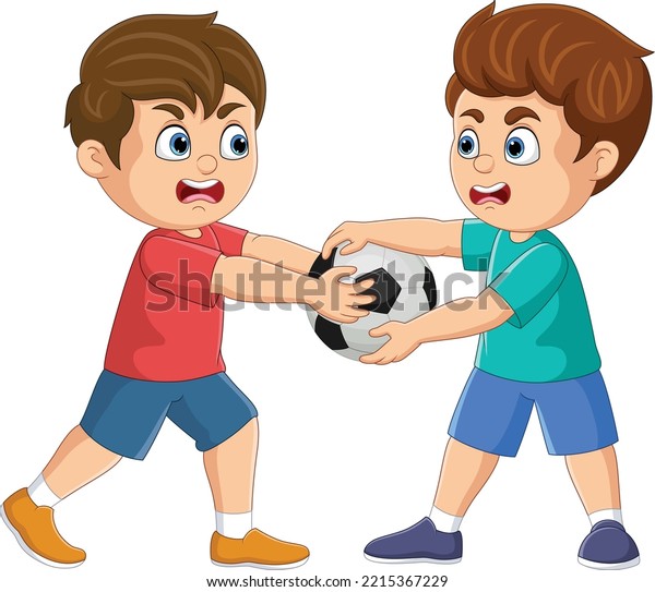 Cartoon Two Boys Fighting Over Soccer Stock Vector (Royalty Free ...