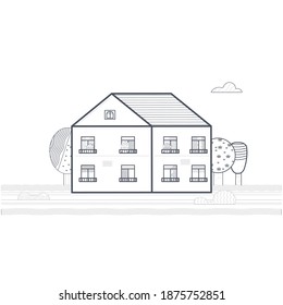 Cartoon Two Floor House Vector Illustration Stock Vector (Royalty Free ...