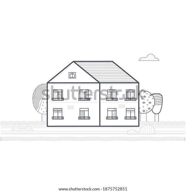 Cartoon Two Floor House Vector Illustration Stock Vector (Royalty Free ...