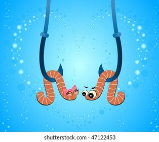 Cartoon Two Worms Hang On Hooks Stock Vector (Royalty Free) 47122453 ...