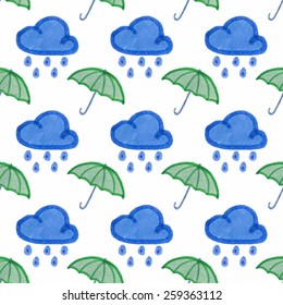 Cartoon Umbrella Cloud Rain Drops Weather: เวกเตอร์สต็อก (ปลอดค่า ...