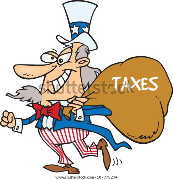 Cartoon Uncle Sam Carrying Bag Taxes Stock Vector (Royalty Free) 187970234