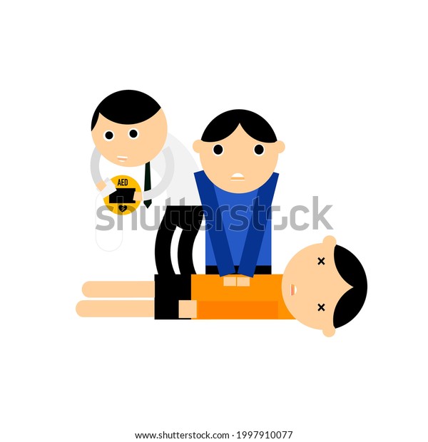 Cartoon Unconscious Person Two Provider Cardiopulmonary Stock Vector ...
