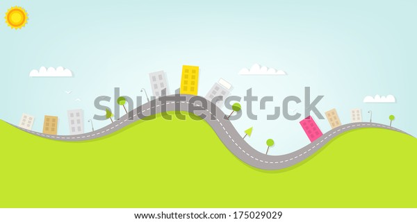 Cartoon Urban Landscape Stock Vector (Royalty Free) 175029029 ...