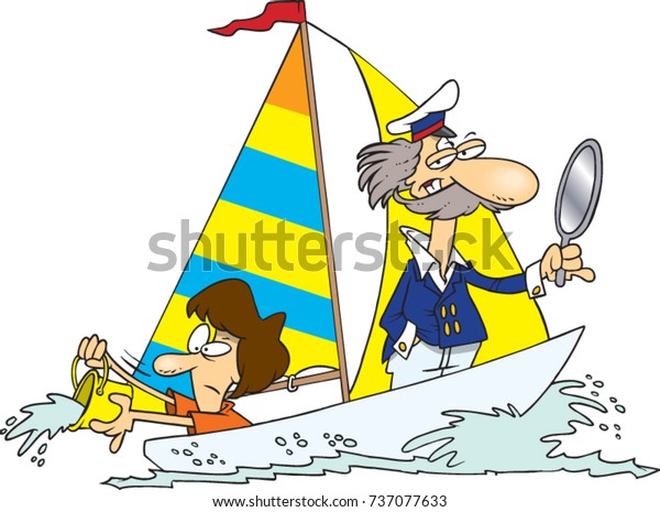 Cartoon Vain Captain Looking Himself Mirror Stock Vector (Royalty Free ...