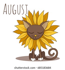 Cartoon Vector Cat Calendar Month August Stock Vector (Royalty Free ...