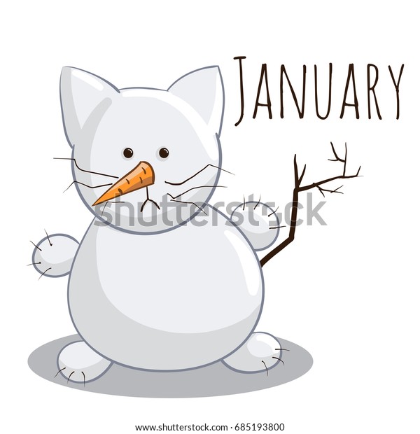 Cartoon Vector Cat Calendar Month January Stock Vector (Royalty Free ...