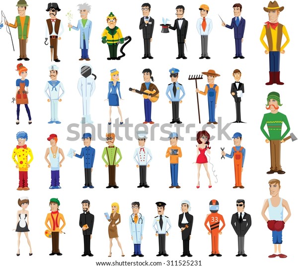 Cartoon Vector Characters Different Professions: เวกเตอร์สต็อก (ปลอดค่า ...