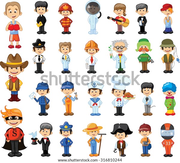 Vektor Stok Cartoon Vector Characters Different Professions (Tanpa ... Vektor Stok Cartoon Vector Characters Different Professions (Tanpa ...
