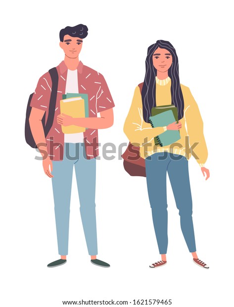 Cartoon Vector Characters Smiling Students Boy Stock Vector (Royalty ...