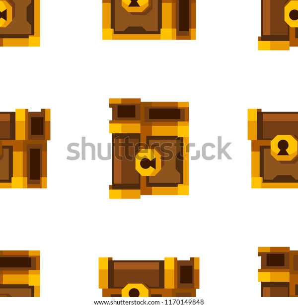 Cartoon Vector Closed Wooden Chest Seamless Stock Vector (Royalty Free ...