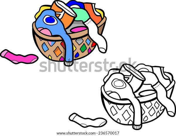 Cartoon Vector Coloring Book Illustration Hamper Stock-vektor ...