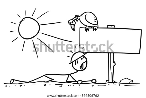 Cartoon Vector Doodle Stickman Crawling Thirsty: vector de stock (libre ...