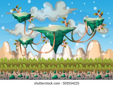 Cartoon Vector Floating Island Background Separated Stock Vector ...