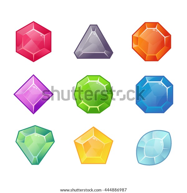 Cartoon Vector Gems Diamonds Icons Set 스톡 벡터(로열티 프리) 444886987 ...