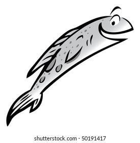 Cartoon Vector Gray Scale Illustration Fish Stock Vector (Royalty Free ...