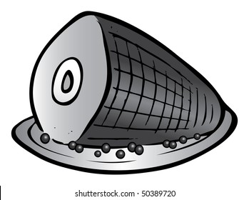 Cartoon Vector Illustration Sliced Ham Stock Vector (Royalty Free ...