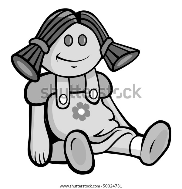 Cartoon Vector Gray Scale Illustration Girls: vector de stock (libre de ...