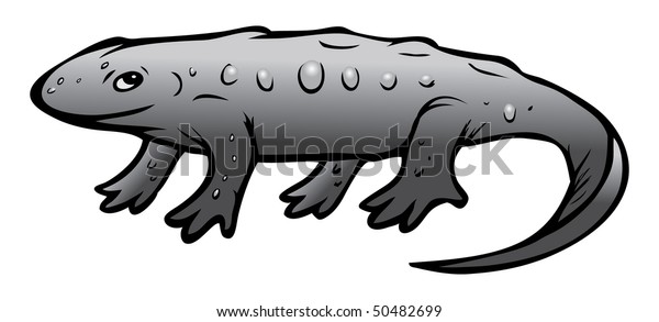 Cartoon Vector Gray Scale Illustration Lizard Stock Vector (Royalty ...