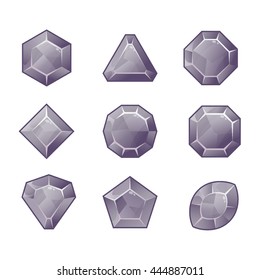 Cartoon Vector Gems Diamonds Icons Set 스톡 벡터(로열티 프리) 444886987 ...