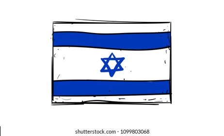 Cartoon Vector Hand Drawing Israel Flag Stock Vector (Royalty Free ...
