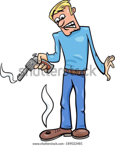 Cartoon Vector Humor Concept Illustration Shooting 스톡 벡터(로열티 프리 ...