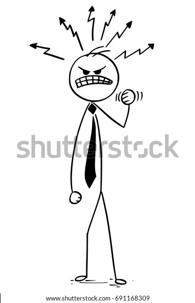 Cartoon Vector Illustration Angry Stick Man Stock Vector (Royalty Free ...