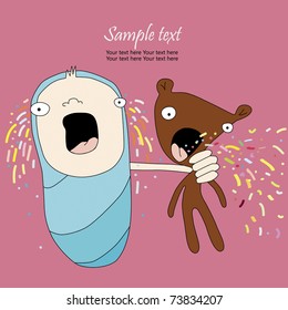 Cartoon Vector Illustration Baby Crying Teddy Stock Vector (Royalty ...