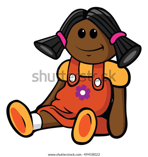 Cartoon Vector Illustration Black Doll Toy Stock Vector (Royalty Free ...