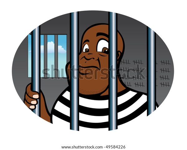 Cartoon Vector Illustration Black Prisoner Inmate Stock Vector (Royalty ...