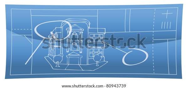 Cartoon Vector Illustration Blueprint 2 Stock Vector (Royalty Free ...