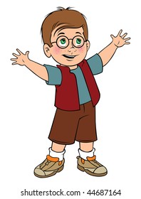 Vektor Stok Cartoon Vector Illustration Boy Asking Help (Tanpa Royalti ...