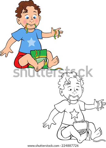 Cartoon Vector Illustration Boy Eating Candy Stock Vector (Royalty Free ...