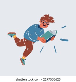 Cartoon Vector Illustration Boy Fly Book Stock Vector (Royalty Free ...