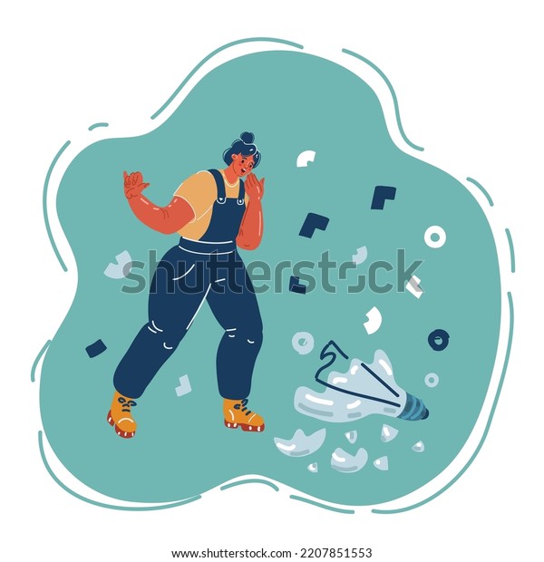 Cartoon Vector Illustration Broken Light Bulb Stock Vector (Royalty ...