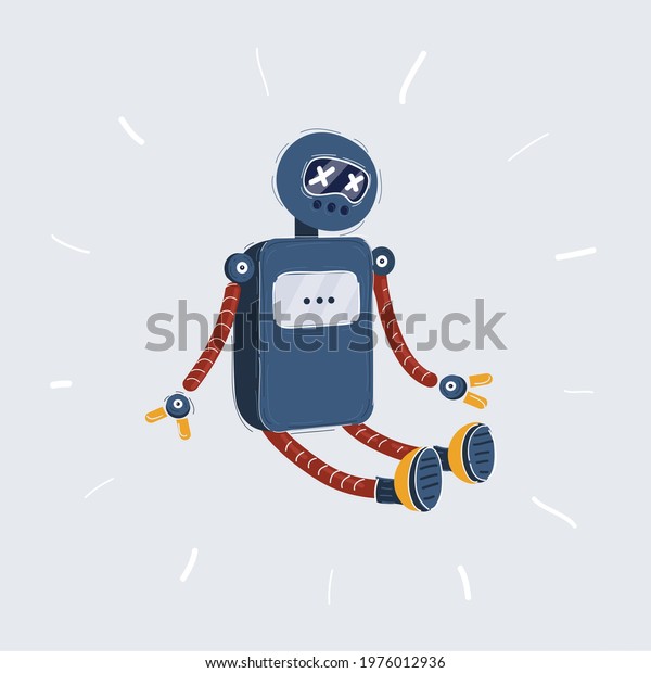 Cartoon Vector Illustration Broken Robot Fall Stock Vector (Royalty ...