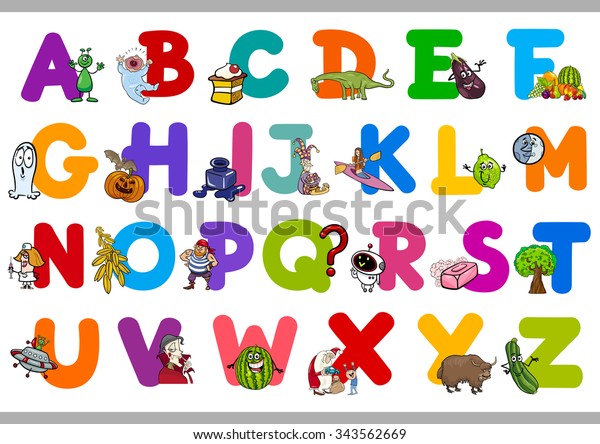 Cartoon Vector Illustration Capital Letters Alphabet: immagine ...