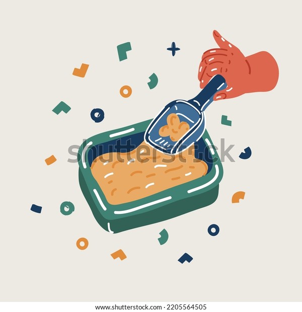Cartoon Vector Illustration Cat Litter Cleaning Stock Vector (Royalty ...