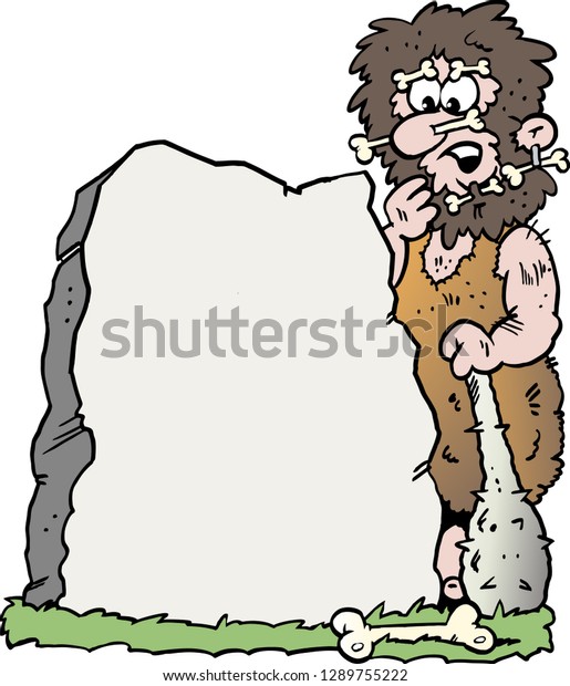 Cartoon Vector Illustration Caveman Looking Big Stock Vector (Royalty ...