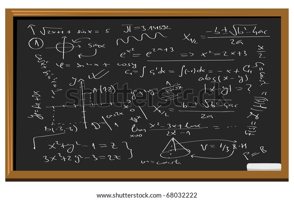 Cartoon Vector Illustration Chalkboard Math Equations Stock Vector ...