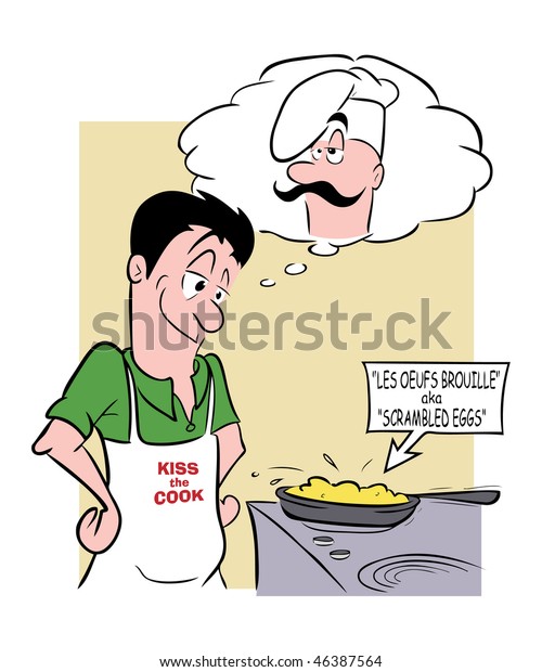 Cartoon Vector Illustration Chef Making Omelet Stock Vector (Royalty ...